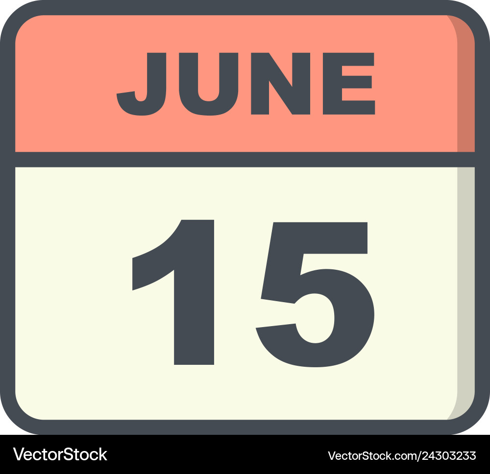 June 15th date on a single day calendar Royalty Free Vector