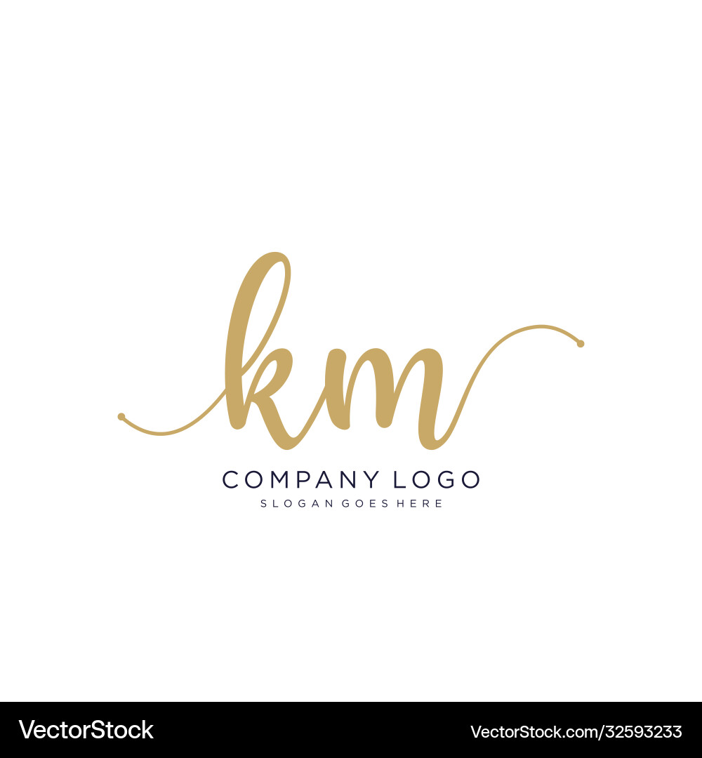 Km initial handwriting logo design Royalty Free Vector Image