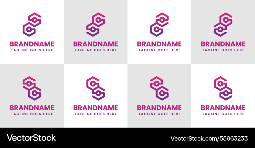 Letters gs sg gz zg technology logo set Royalty Free Vector