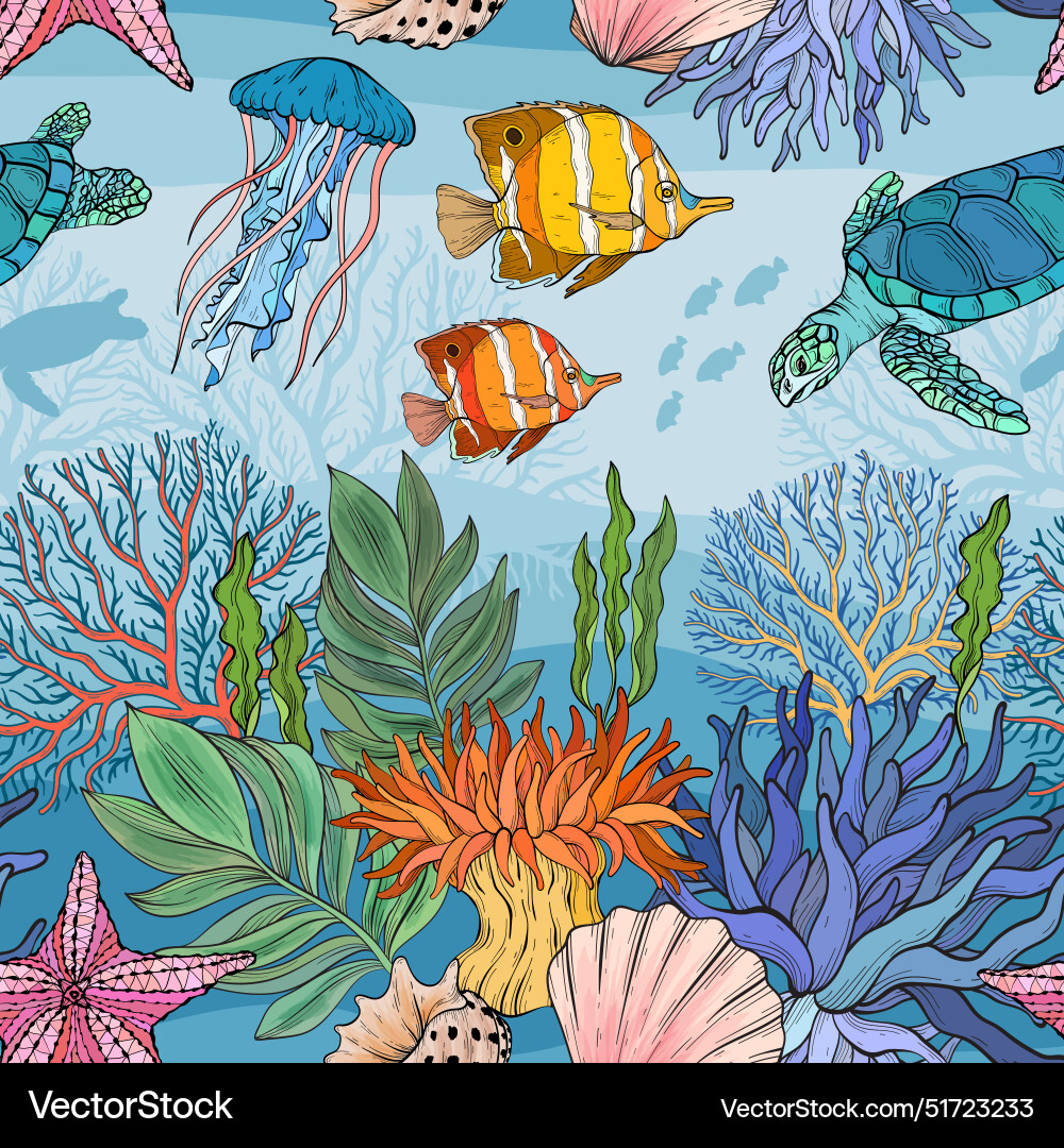Marine life pattern the ocean and underwater Vector Image