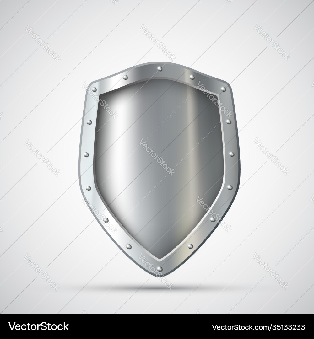 Metal blank shield isolated on white background Vector Image