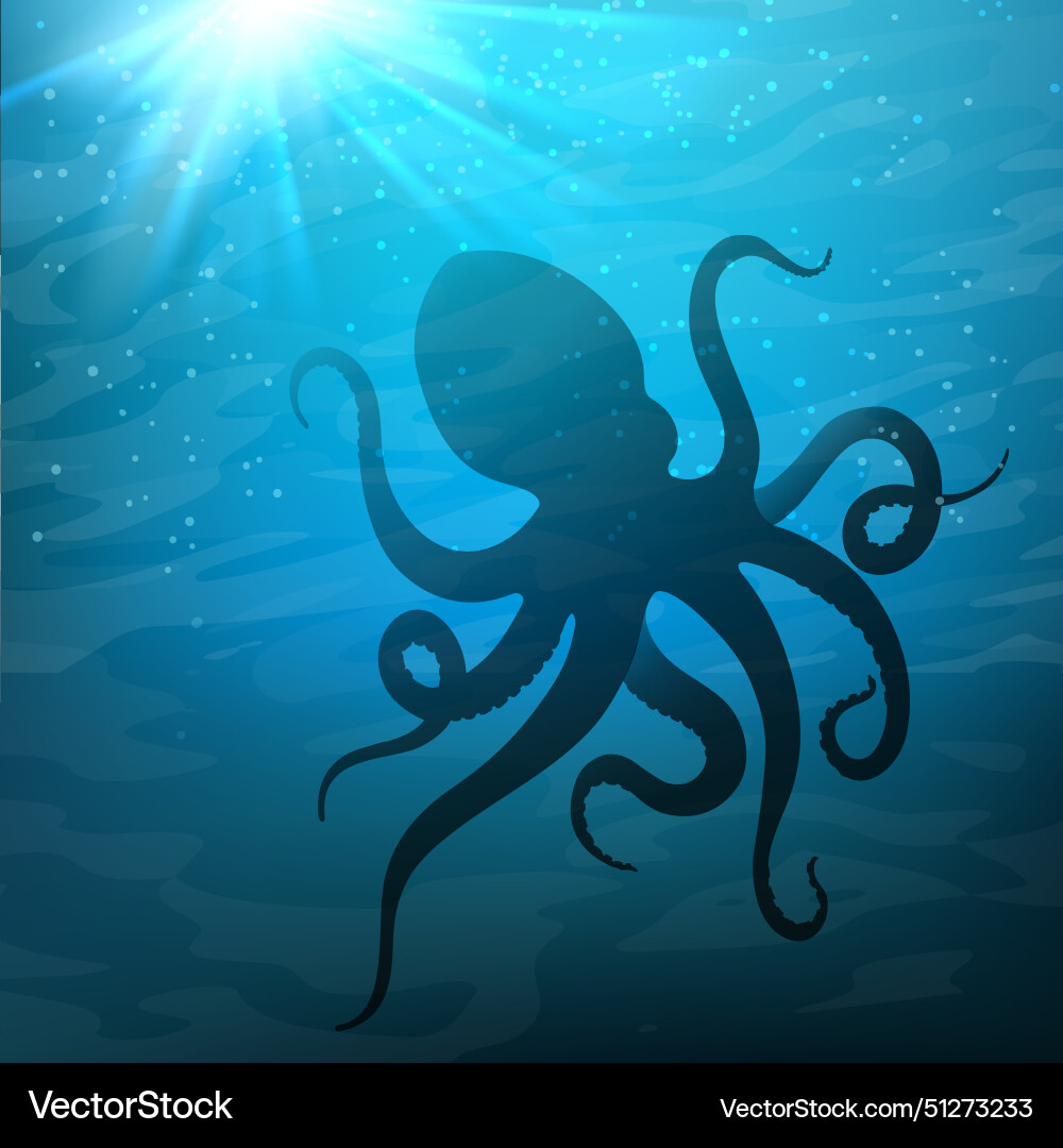 Octopus floating in ocean deep Royalty Free Vector Image