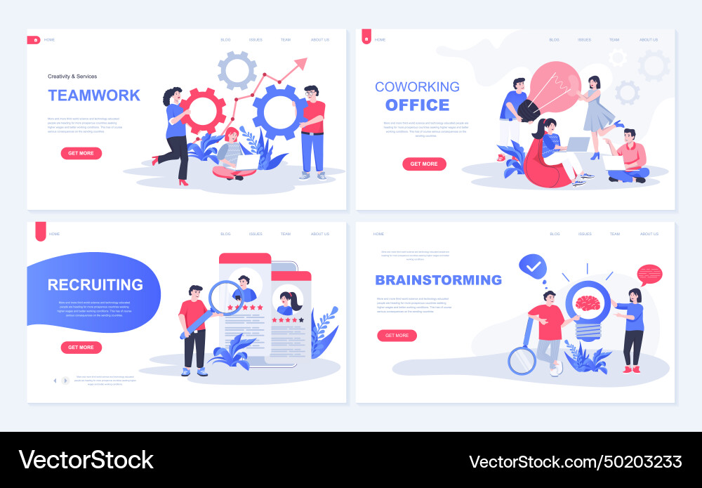 Office teamwork web concept for landing page Vector Image