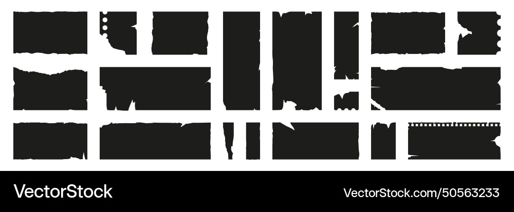 Ripped Paper Shapes - Black Royalty Free Vector Image