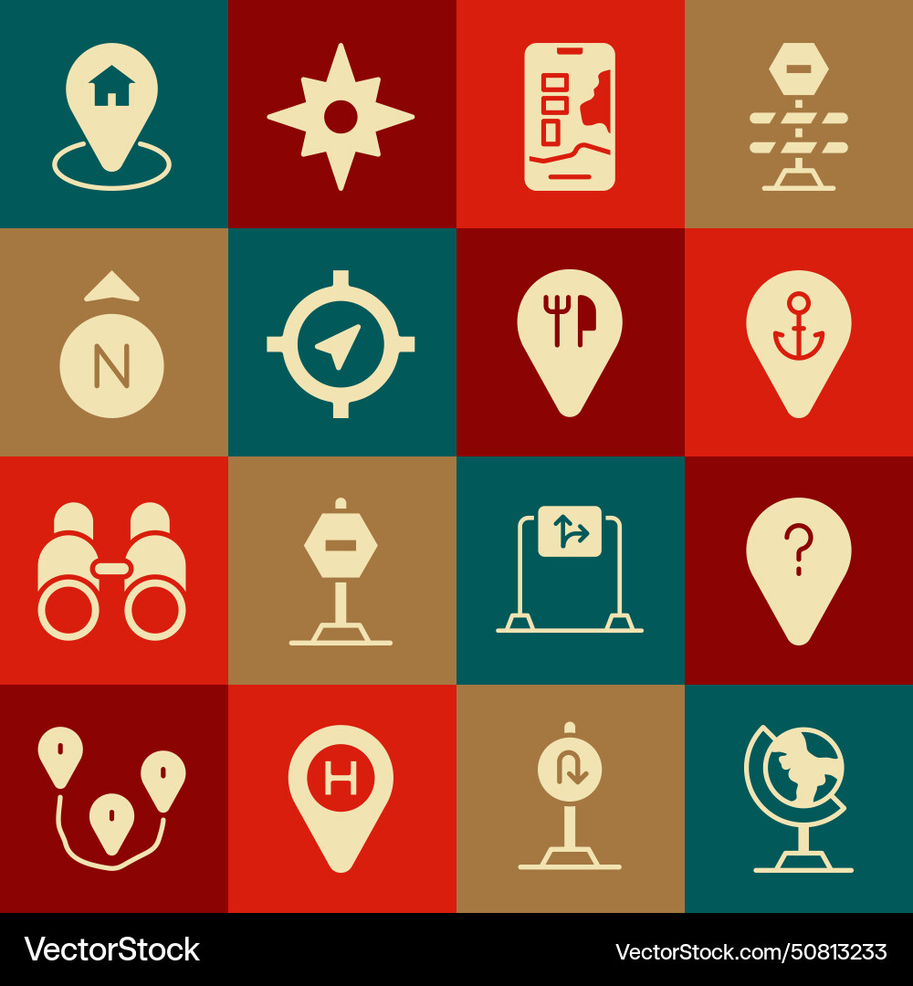 Set earth globe unknown route point location Vector Image