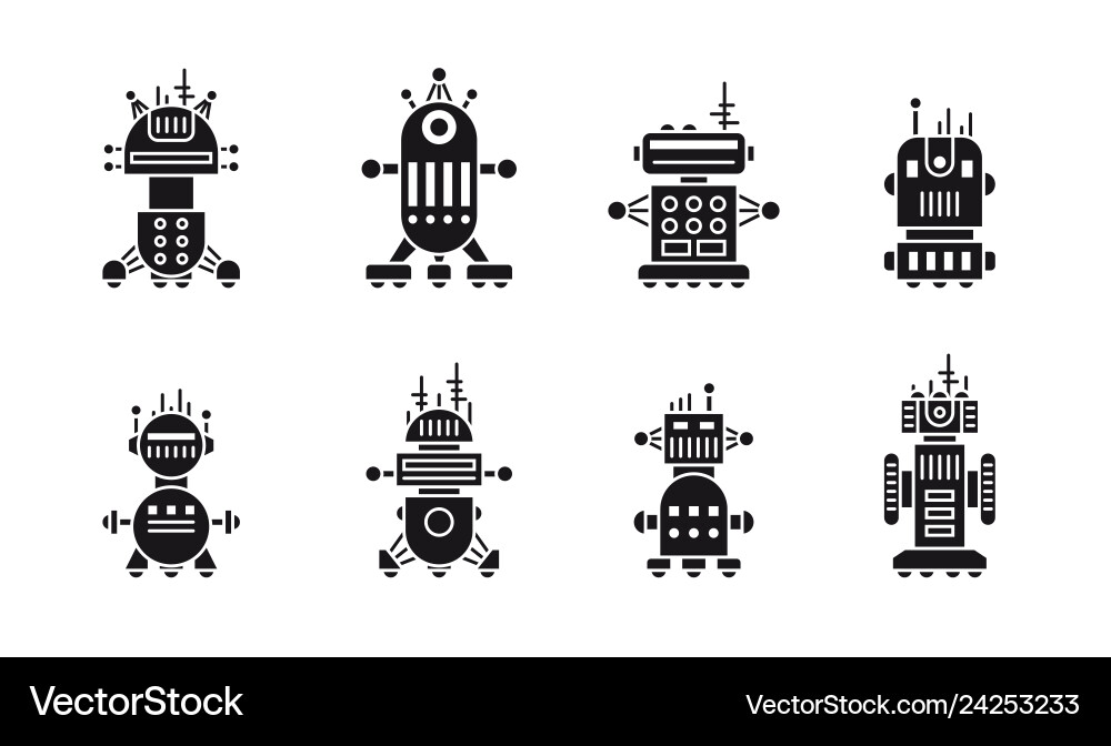 Set of robot icons Royalty Free Vector Image - VectorStock