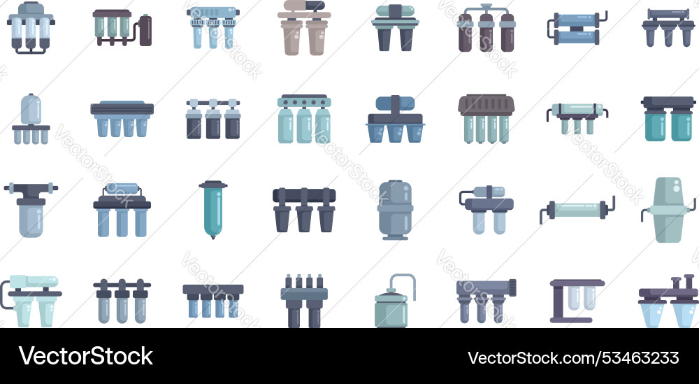 Water filter set for home water purification Vector Image