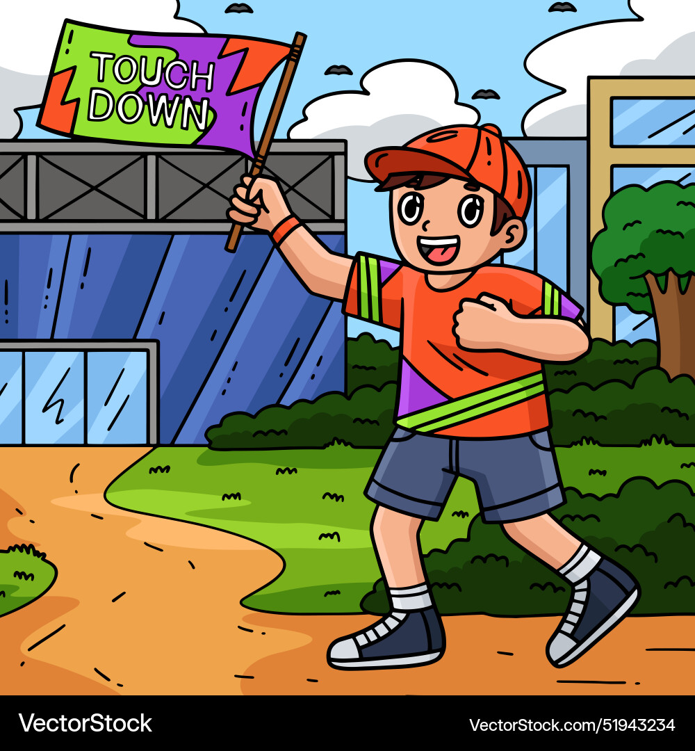 American football boy touchdown banner colored Vector Image