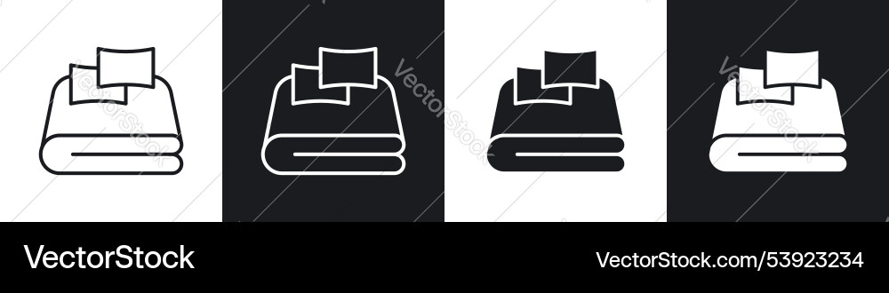 Bed linen set with pillows icon Royalty Free Vector Image