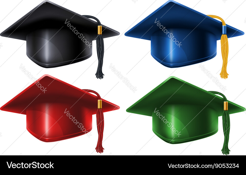 Colorful Graduation Caps Royalty Free Vector Image