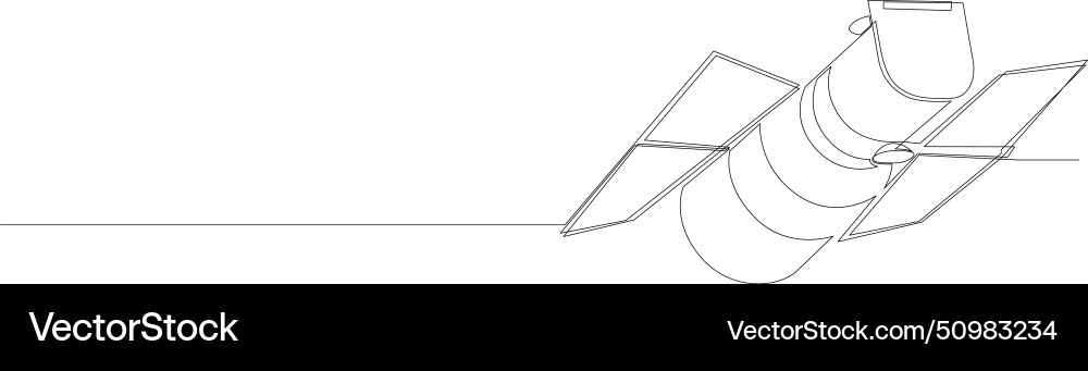 Continuous one line drawing of space orbital Vector Image