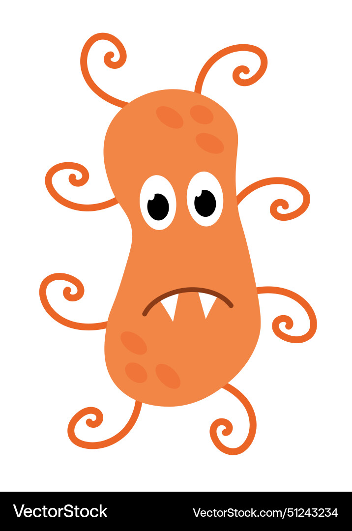 Cute cartoon orange character bacteria microbe Vector Image