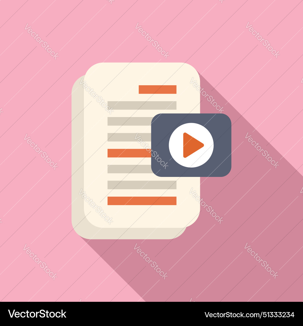 Flat design icon of a digital document with play Vector Image
