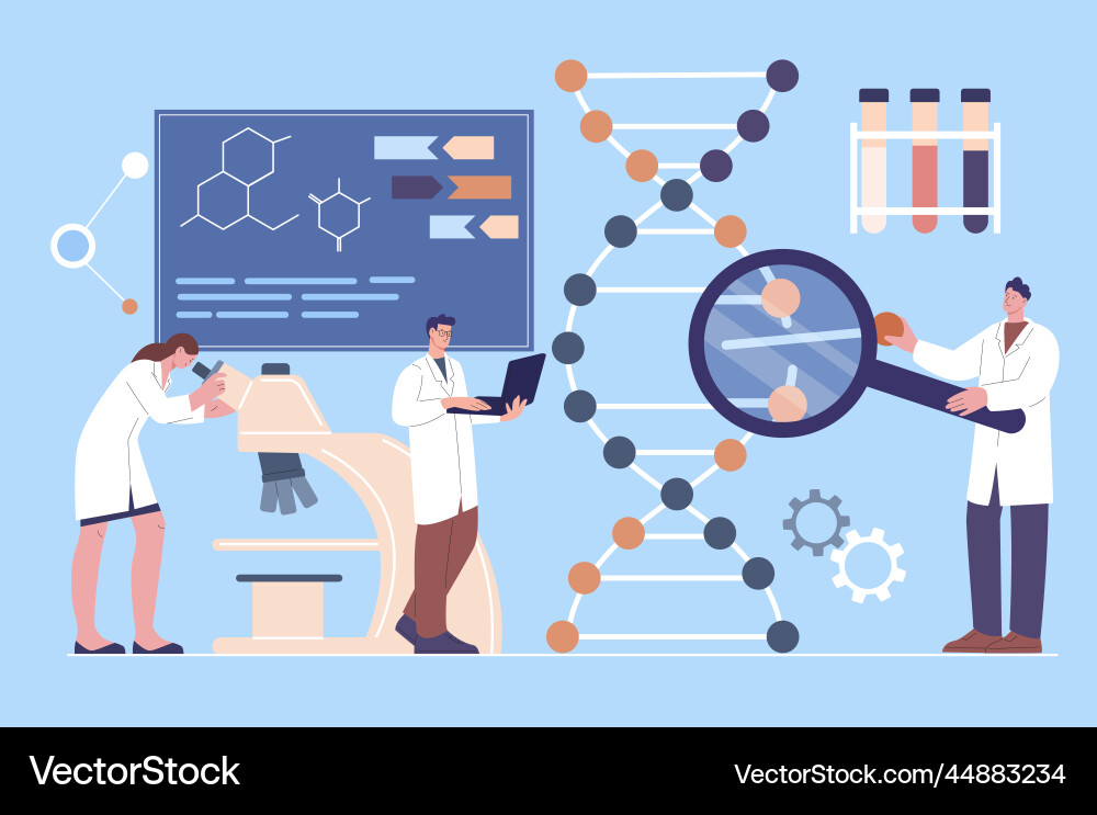 Genetic analysis dna medicine research Royalty Free Vector