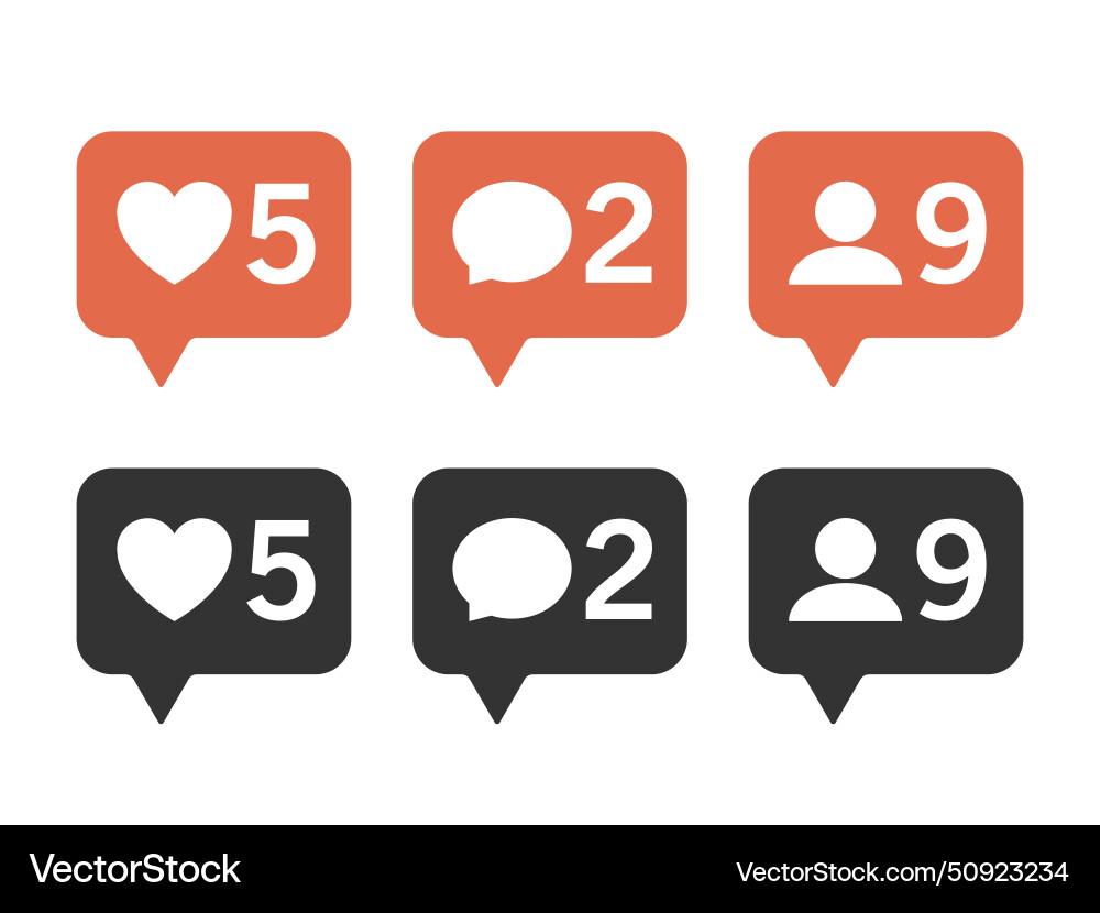 Like comment and follower in speech bubble icon Vector Image