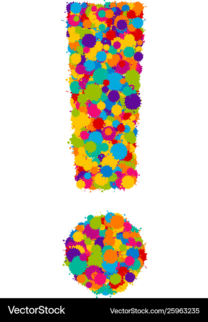 Colorful Paint Splashes Exclamation Mark Vector Image
