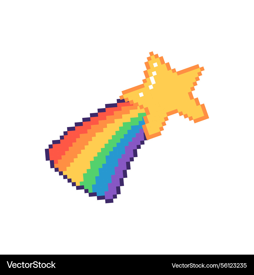 Colorful pixel shooting star Royalty Free Vector Image