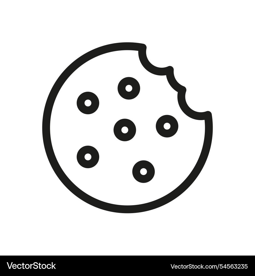 Cookie bite design black and white outline simple Vector Image