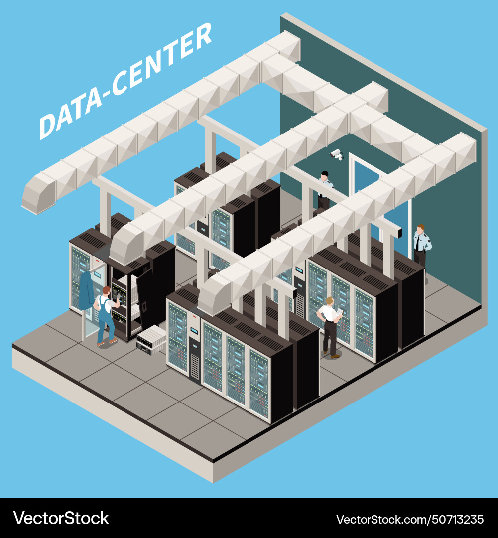Datacenter isometric icon set Royalty Free Vector Image