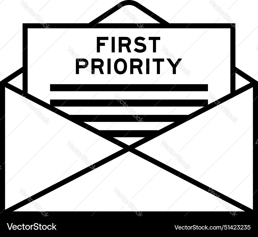 Envelope and letter sign with word first priority Vector Image