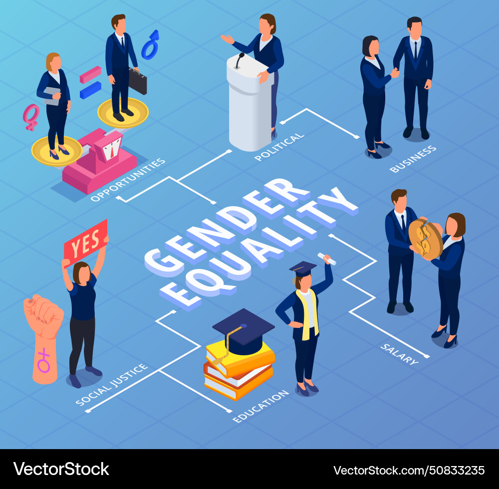 Gender equality flowchart Royalty Free Vector Image