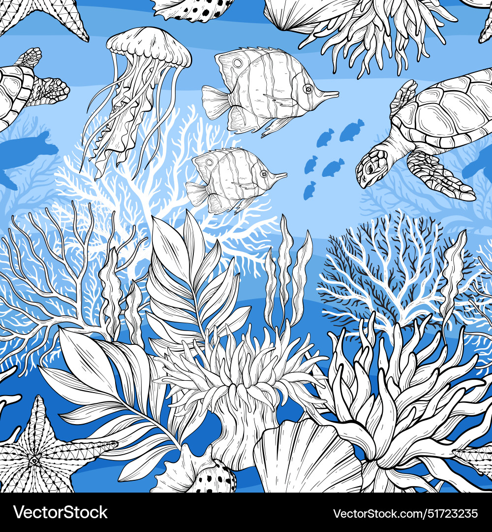Marine life pattern the ocean and underwater Vector Image