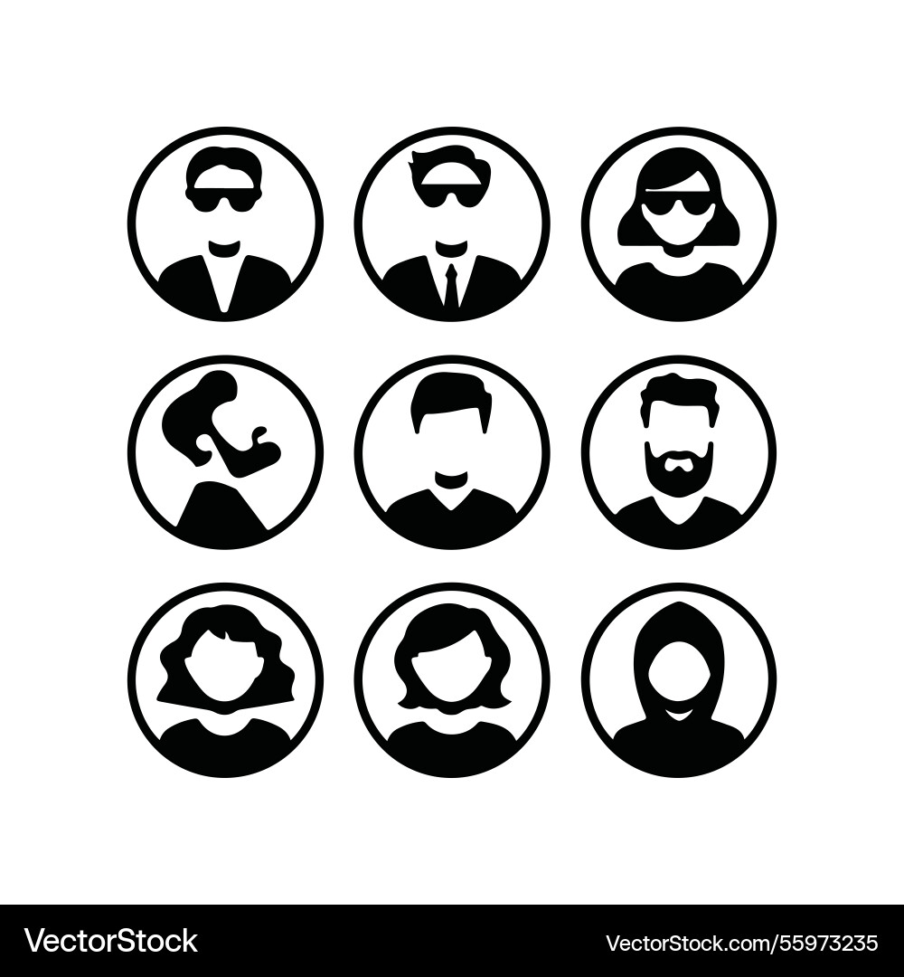 People group icon set team people user profile s Vector Image