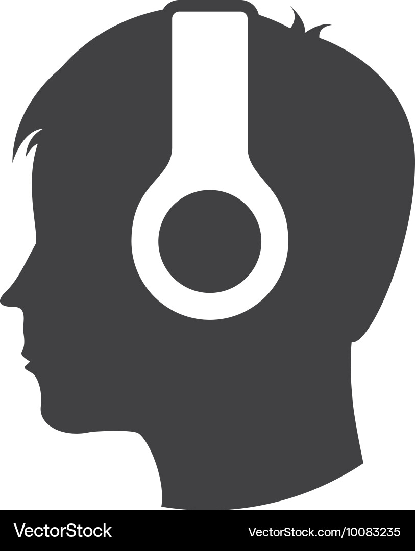 Person profile earphone icon Royalty Free Vector Image