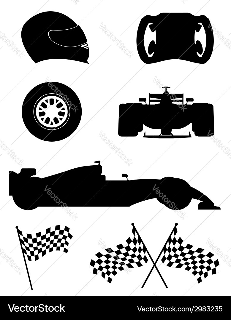 Racing Car Silhouette Set Royalty Free Vector Image