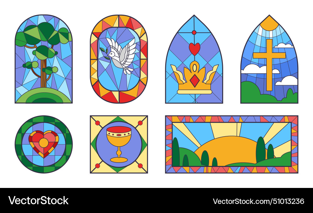 Church-inspired stained glass set on white Vector Image