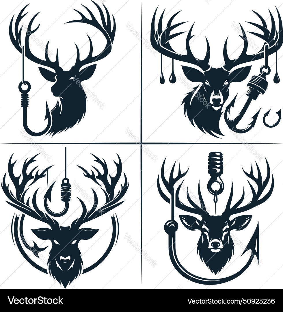 Deer hunting and fishing hook Royalty Free Vector Image