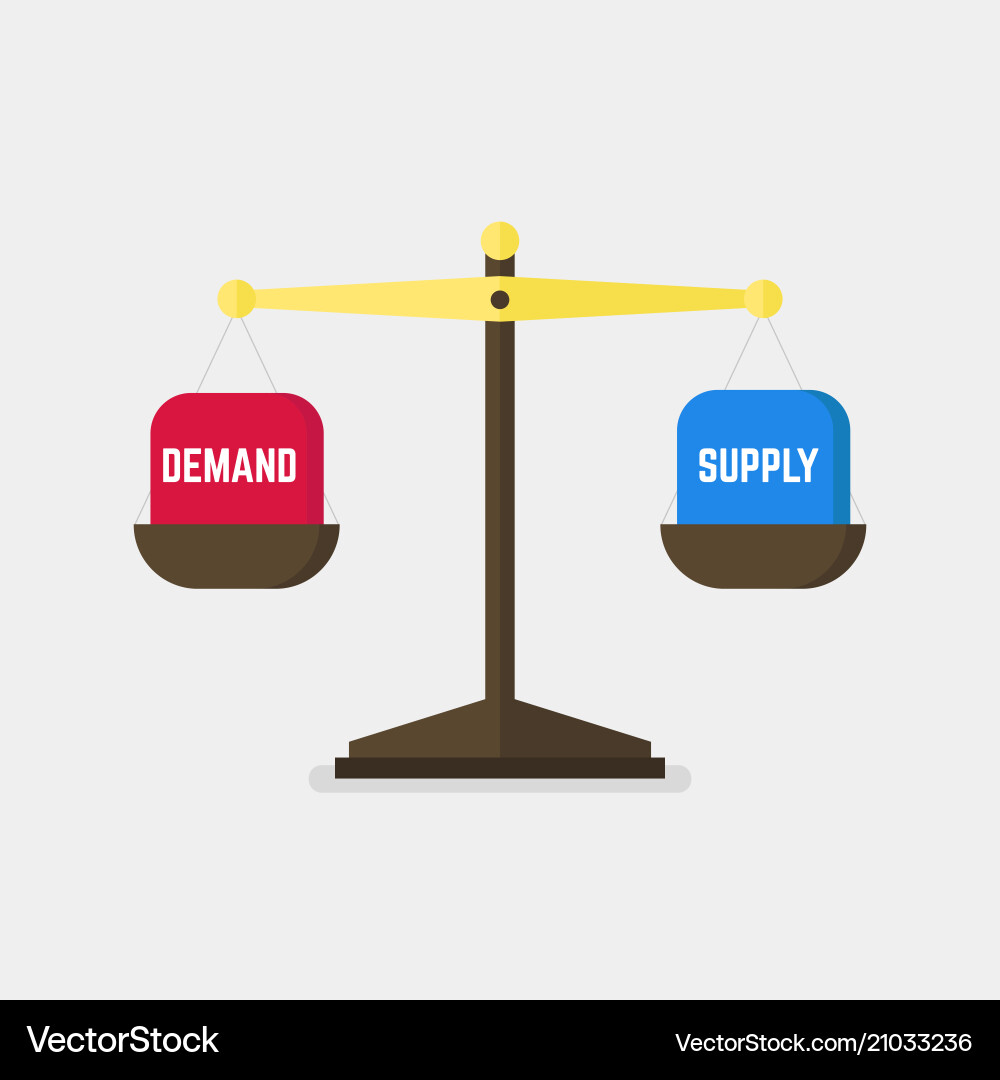 Demand and supply balance on the scale Royalty Free Vector