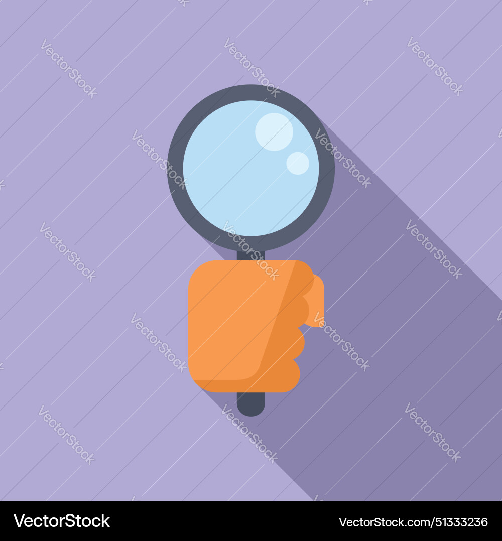 Flat design of a hand holding magnifying Vector Image
