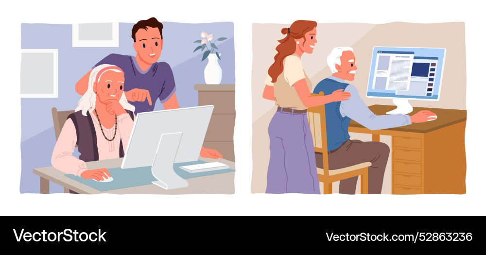 Help and assistance support from young people Vector Image