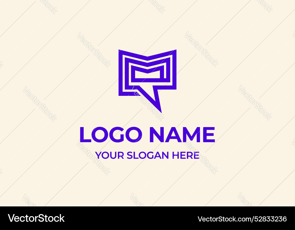 Logo m and chat communication typography Vector Image