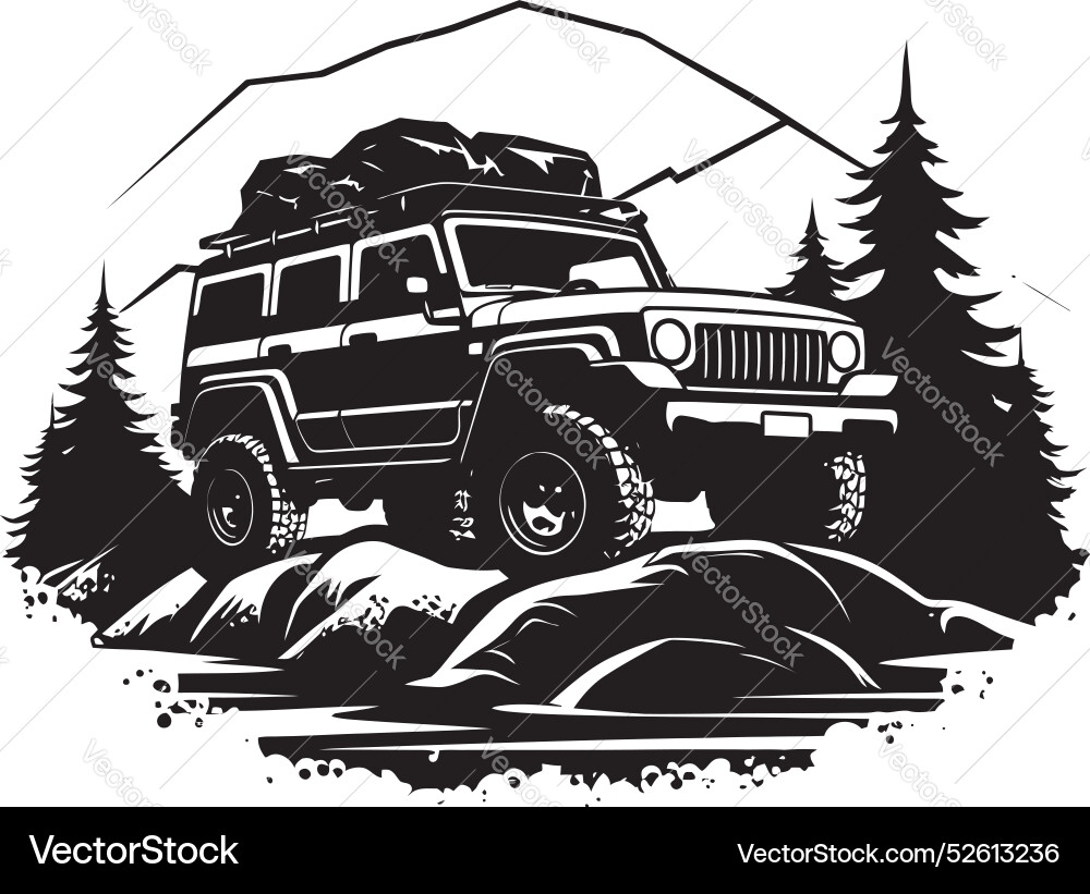 Mountain majesty 4x4 suv in black design alpine Vector Image
