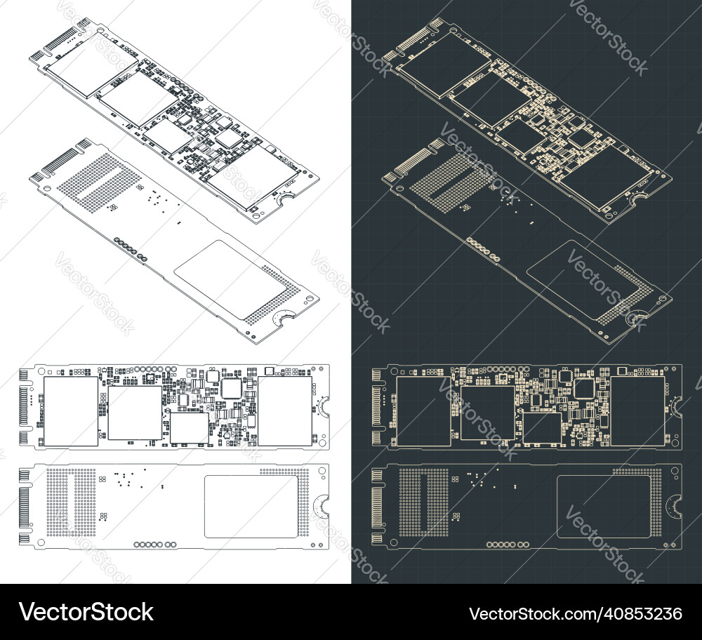 Nvme m2 ssd drawings Royalty Free Vector Image