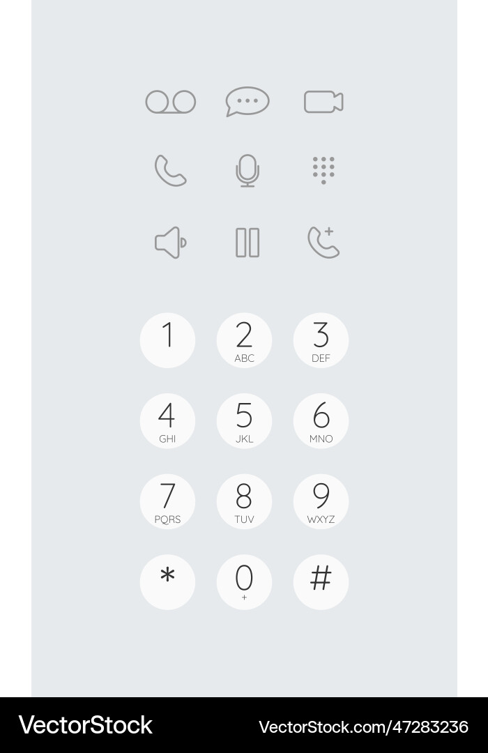 Smartphone dial phone ui set pad screen Royalty Free Vector