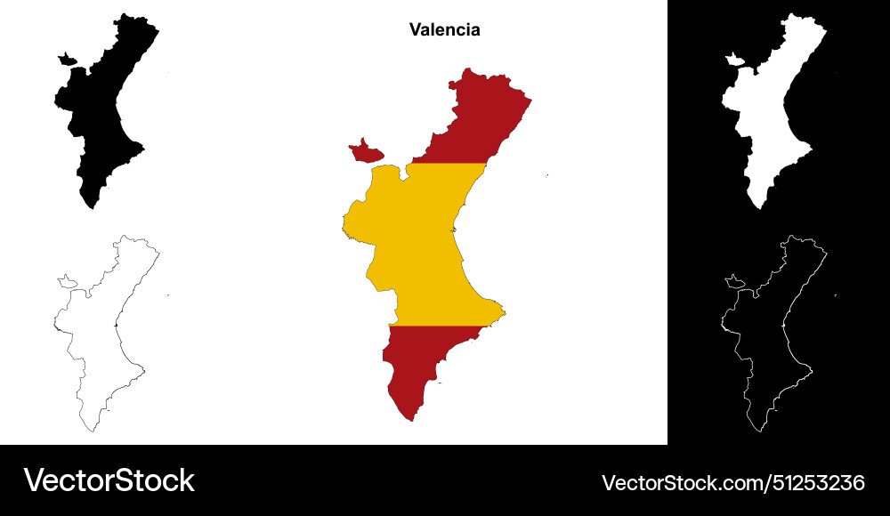 Valencia outline map Royalty Free Vector Image