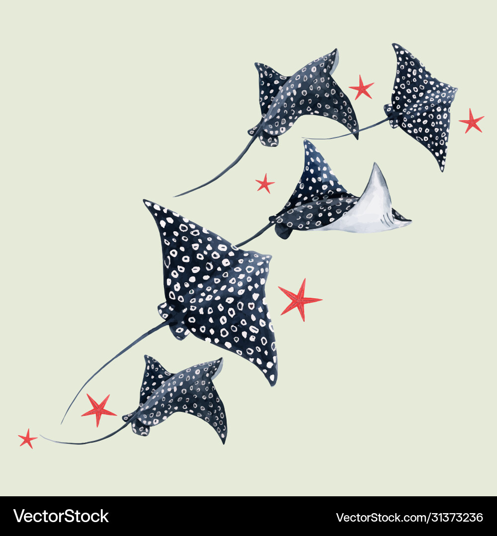 Watercolor Fish Ramp Composition Royalty Free Vector Image