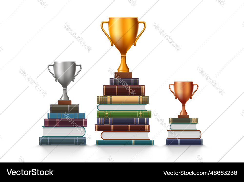 Winner podium made from stacks of books Royalty Free Vector