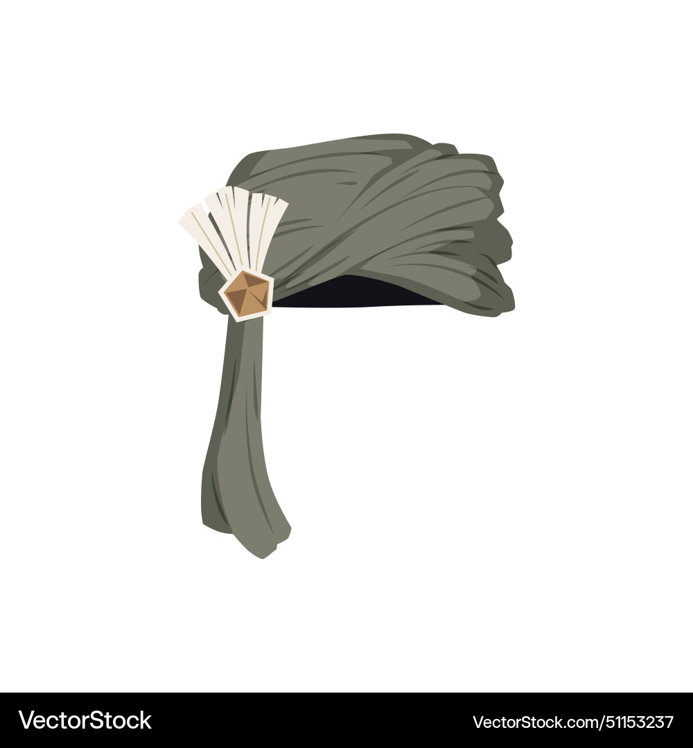 An oriental turban with a brooch Royalty Free Vector Image