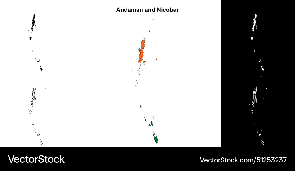 Andaman and nicobar outline map Royalty Free Vector Image