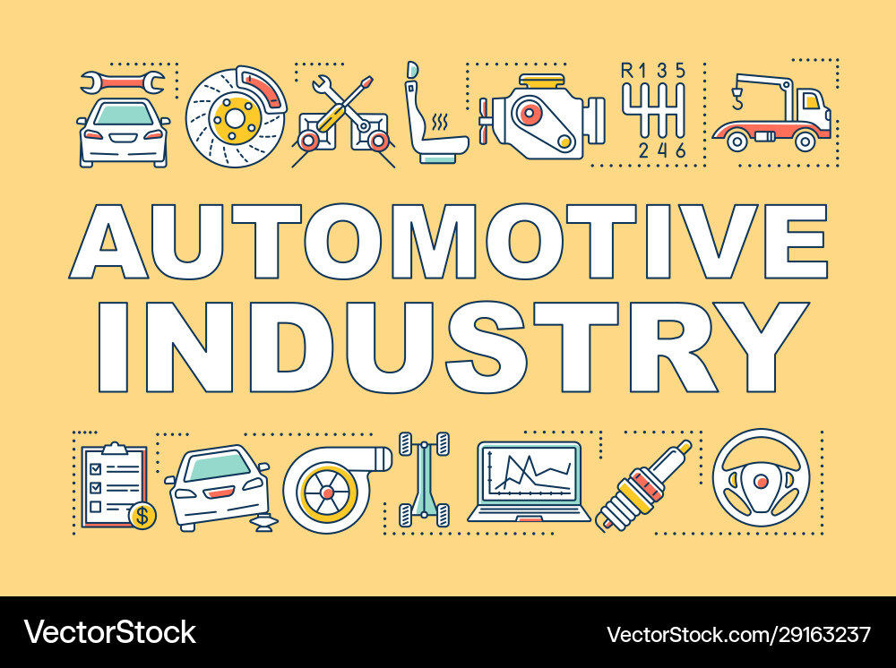 Automotive Concepts Word Art Banner Royalty Free Vector