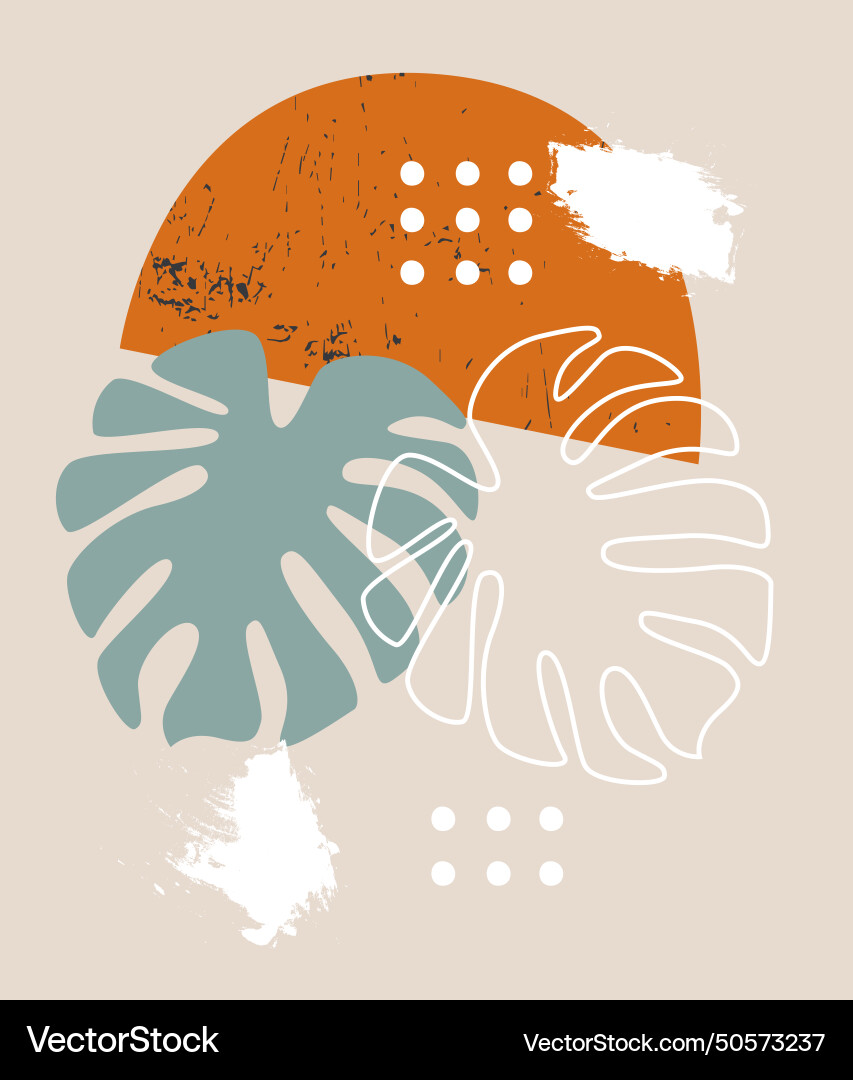 Card with leaves and grunge textures Royalty Free Vector