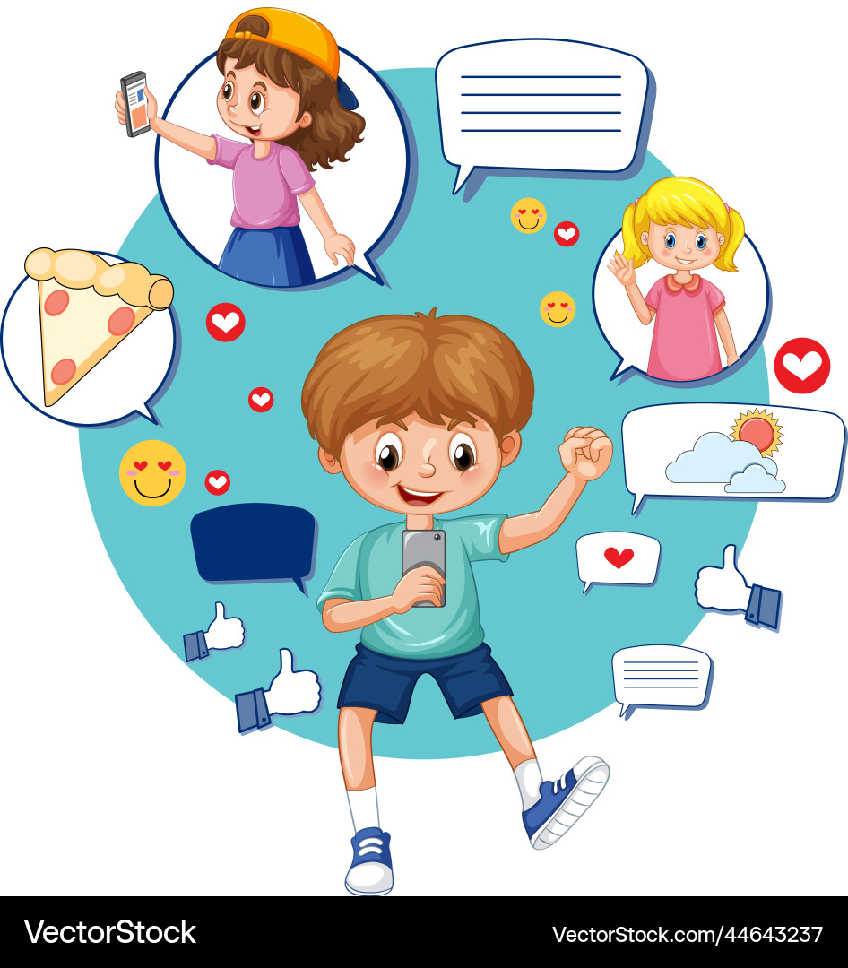 Children connecting on social media Royalty Free Vector