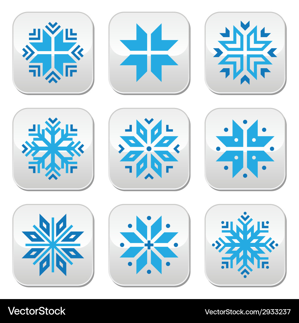 Christmas winter blue snowflakes buttons s Vector Image