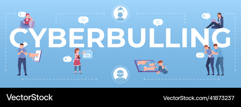 Cyber bullying text composition Royalty Free Vector Image