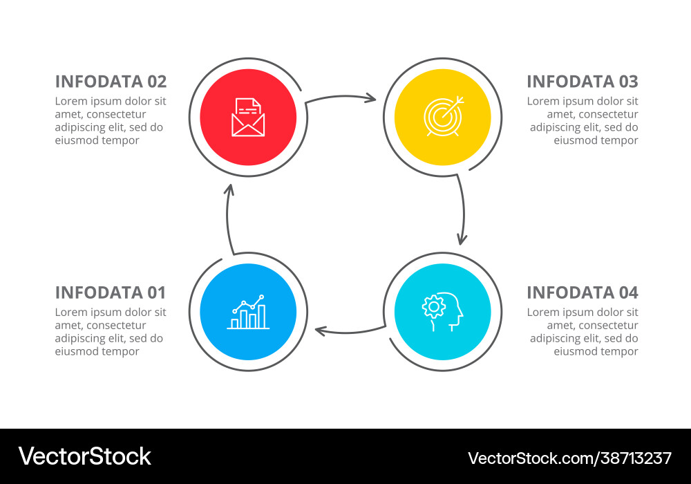 Cyclic diagram infographic with circles modern Vector Image
