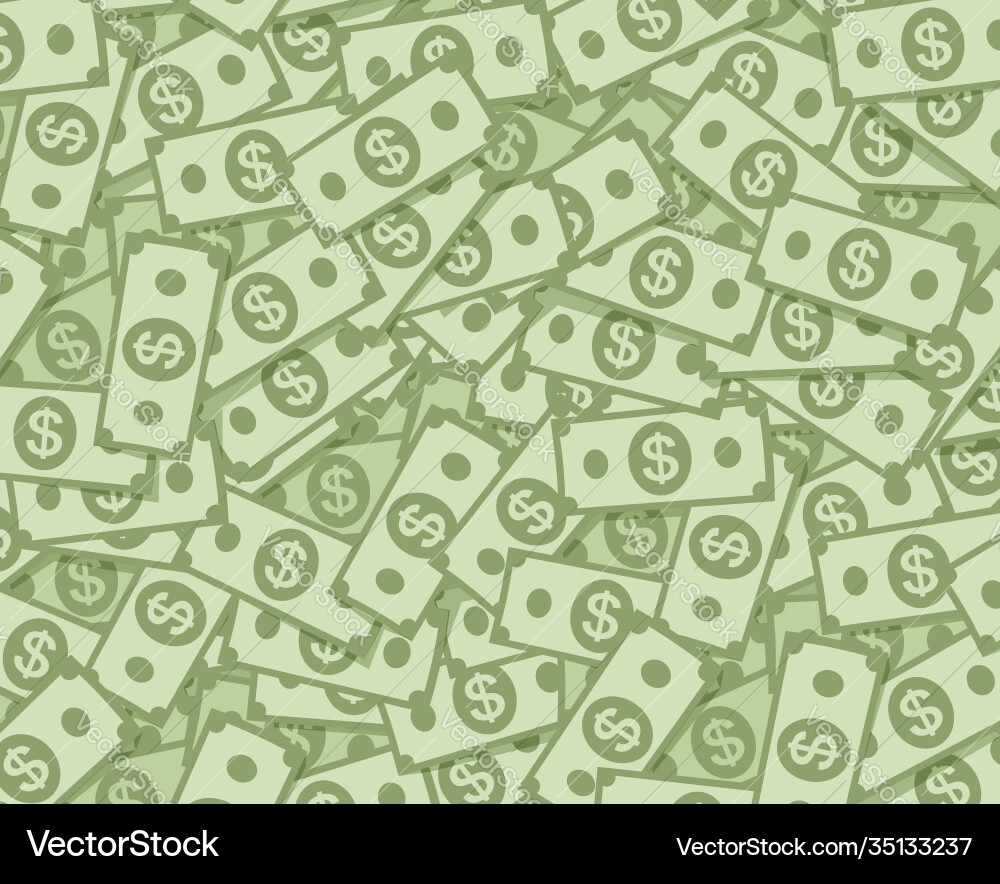 Dollar money background big pile paper Royalty Free Vector
